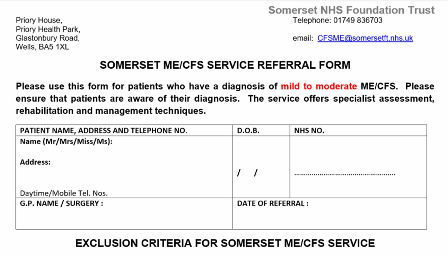 ME/CFS - Somerset NHS Foundation Trust