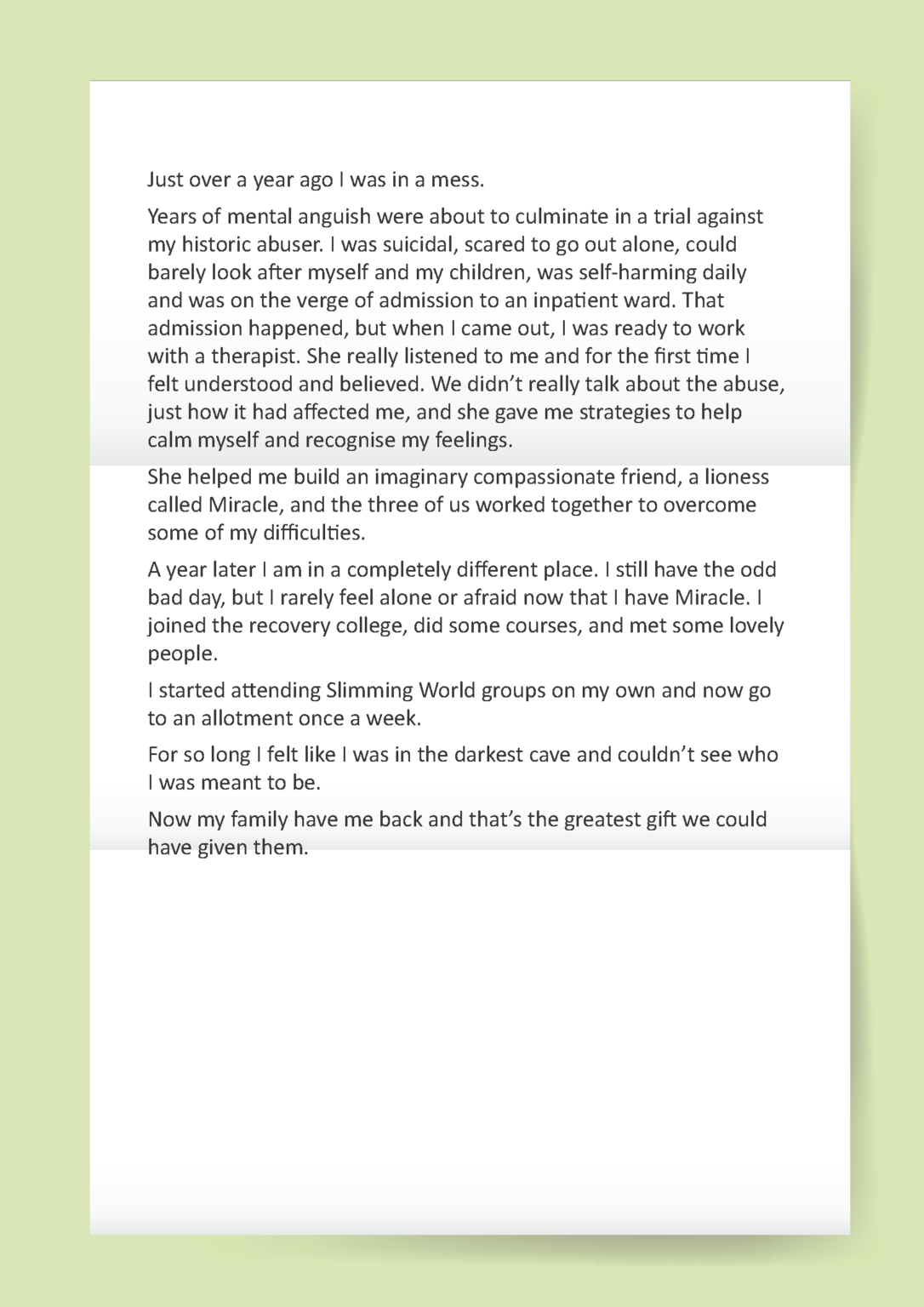 Letter of hope - Somerset NHS Foundation Trust